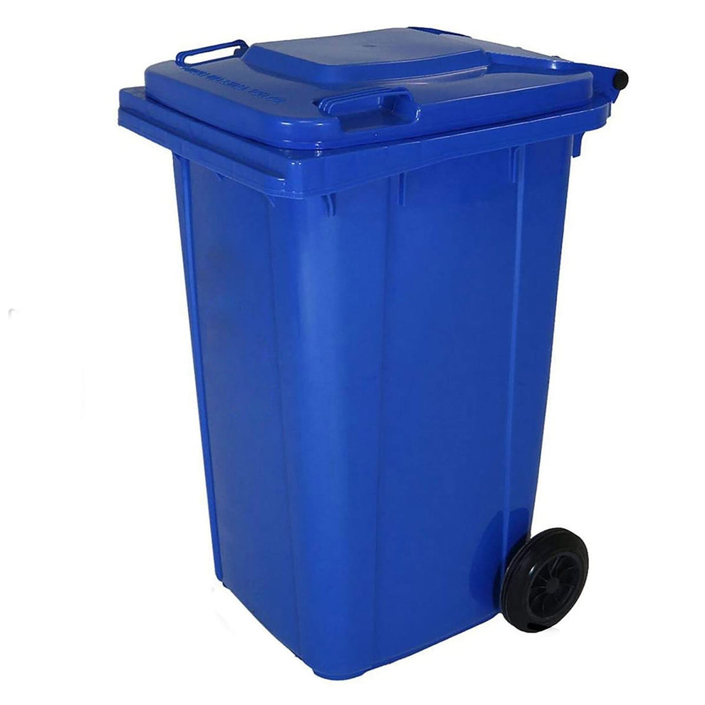 Blue Outdoor Wheelie Bin 240L Recycle Waste Council Size