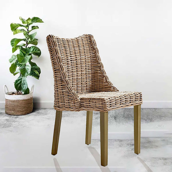 Natural Rattan & Wood Chair and Stool by Cox