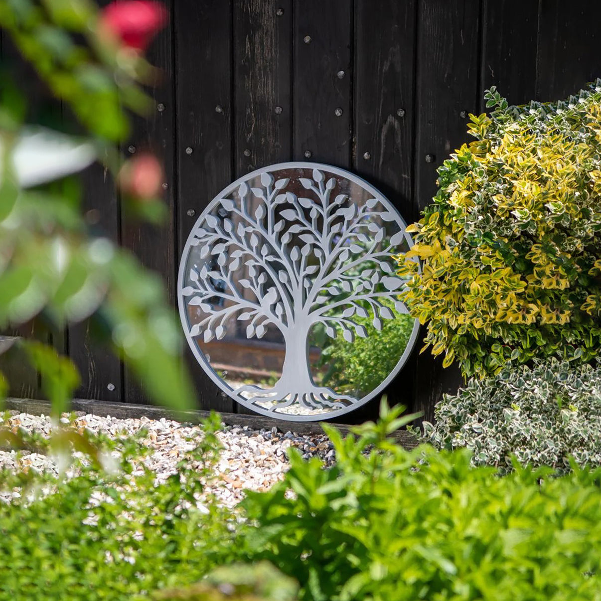 Tree of Life Outdoor Garden Wall Mirror Distressed & Robins