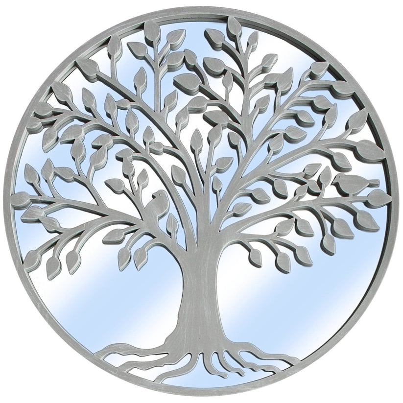 Tree of Life Outdoor Garden Wall Mirror Distressed & Robins